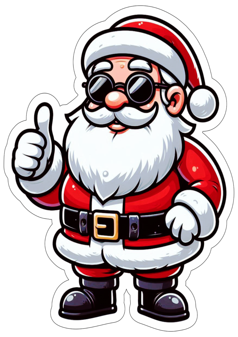 Papai Noel desenho fofinho usando óculos png